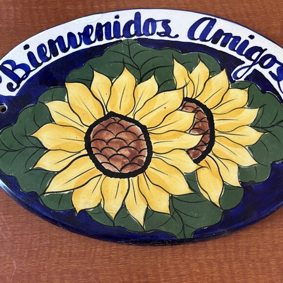 Accents | Bienvenidos Amigos Welcome Friends Plaque Hand Painted W ...